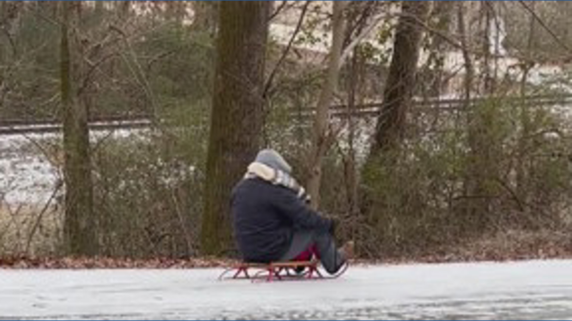 Just enough snow to go sledding!