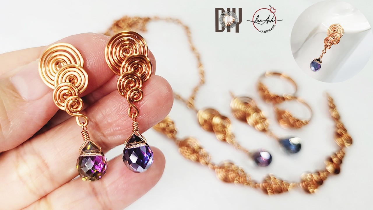 How to make spiral wire earrings | Geometric form jewelry dangles 1124