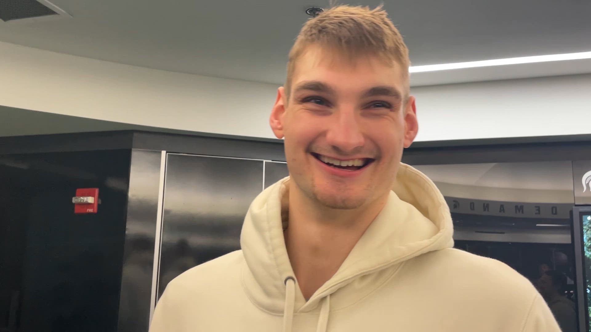 Michigan State Spartans center Carson Cooper on his performance vs ...