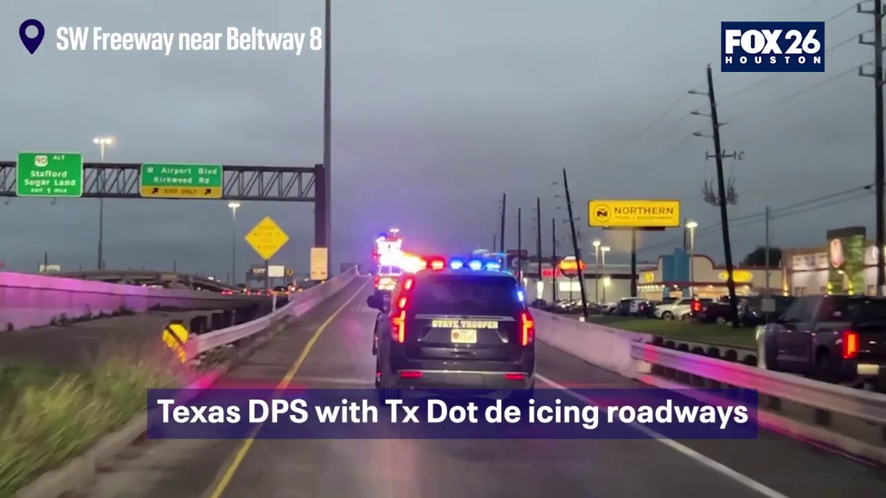 DPS and TxDOT de-icing US-59 at Beltway 8 ahead of winter storm