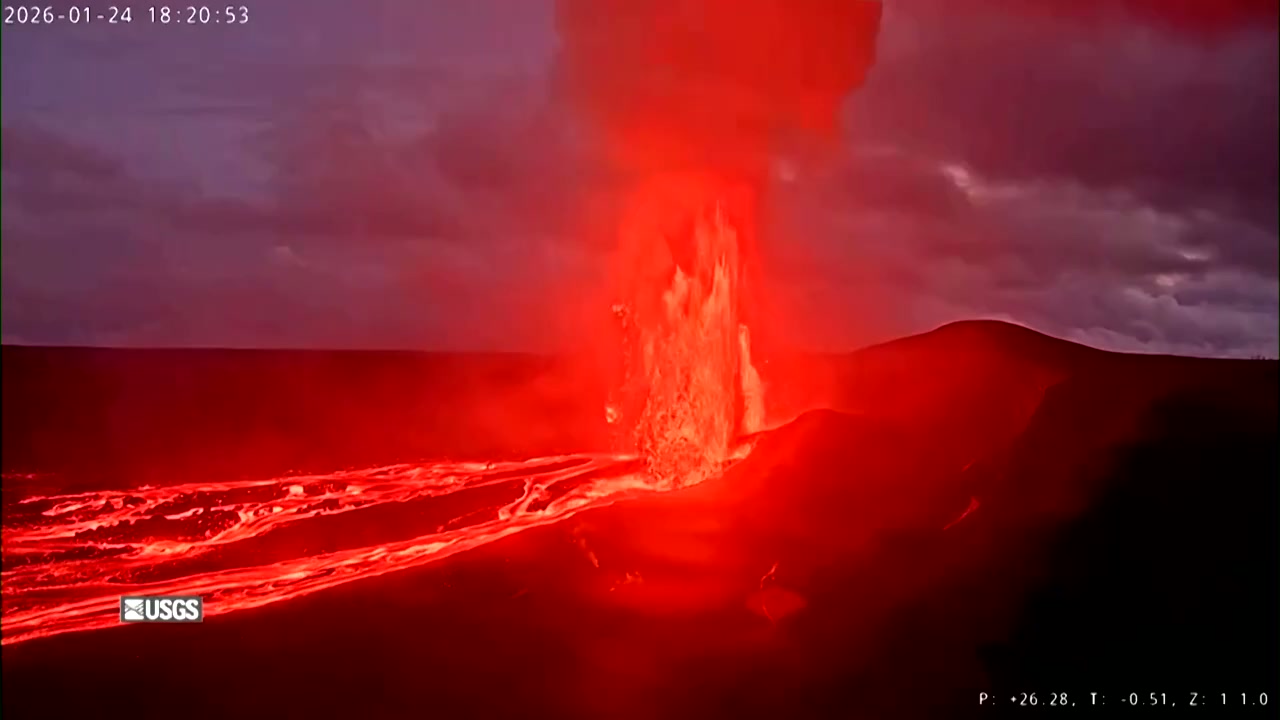 Lava and smoke spew from erupting volcano in Hawaii
