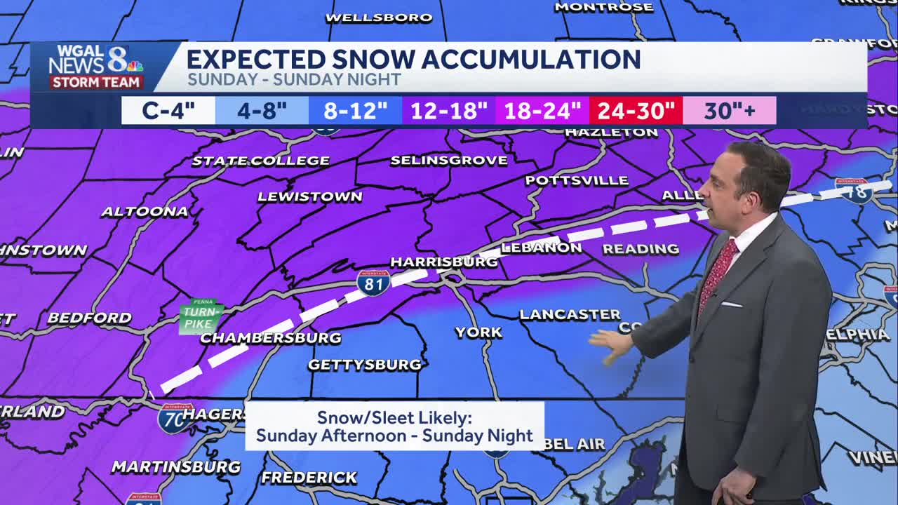 Heavy snow Sunday, some areas see snow switch to sleet Sunday afternoon