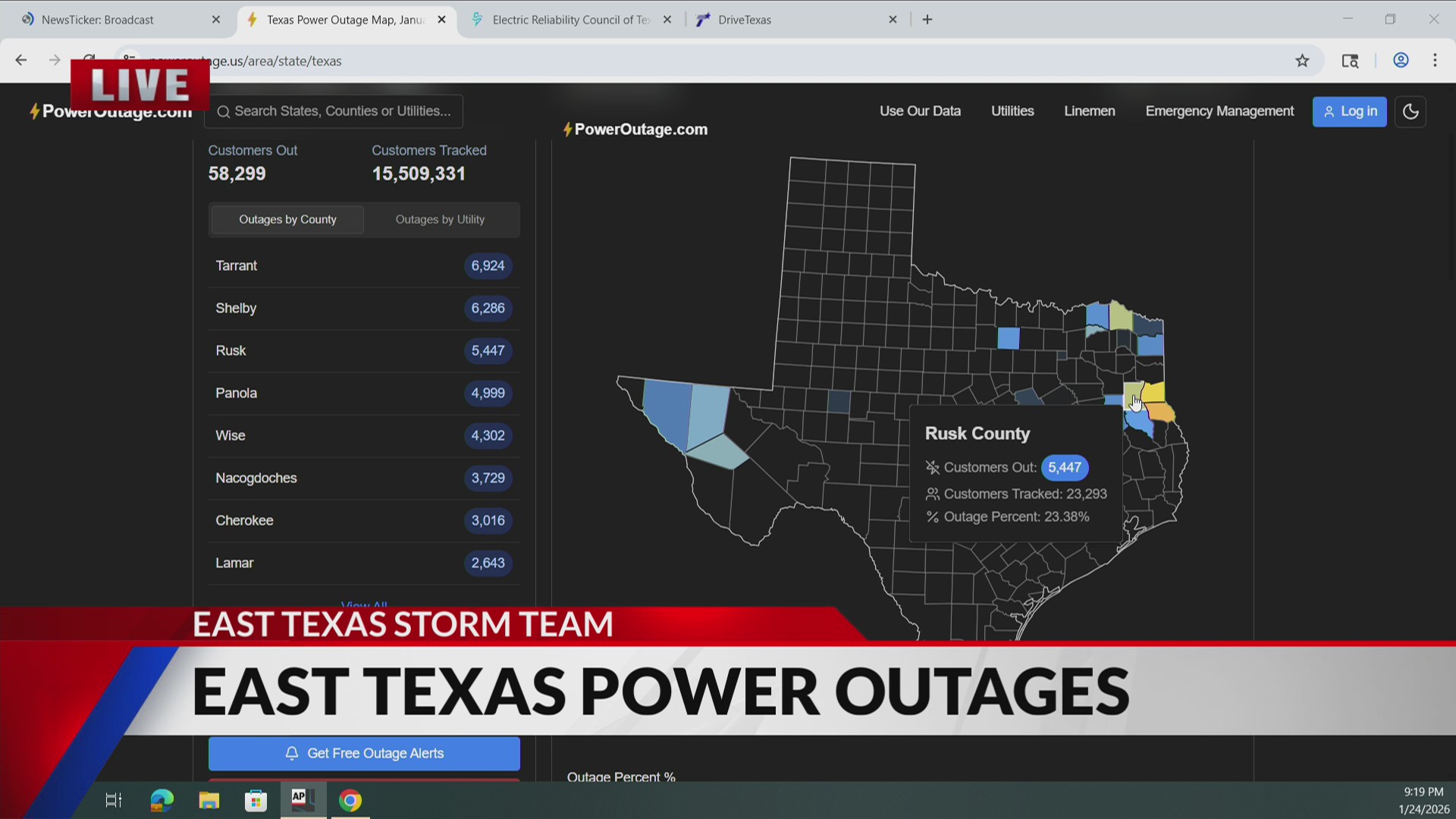 More than 29,000 without power as winter storm rolls into East Texas