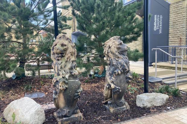 'Magnificent' stone lions moved to new home in Oldham town centre