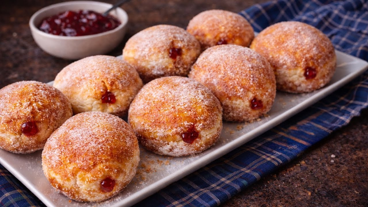 Easy raspberry jam filling donuts recipe