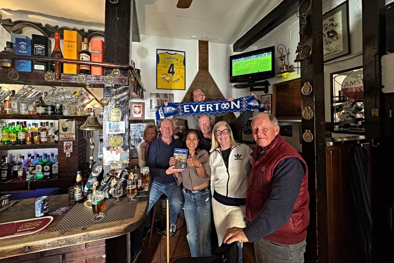 Everton greats flock to Spanish bar run by Scousers with special goal ...