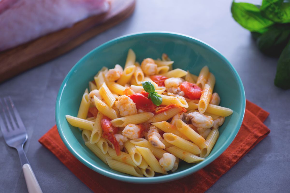 Penne with monkfish and cherry tomatoes
