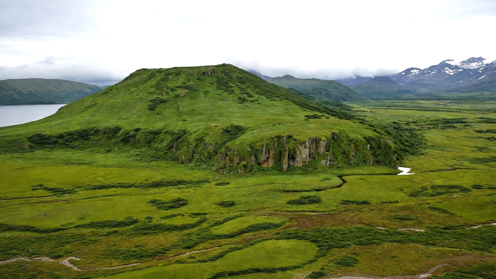 Green landscapes of the Aleutian Islands