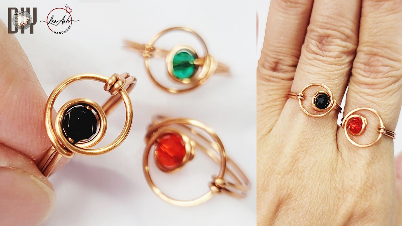 DIY eye-shaped wire ring | Easy copper wire and crystal beads jewelry ...