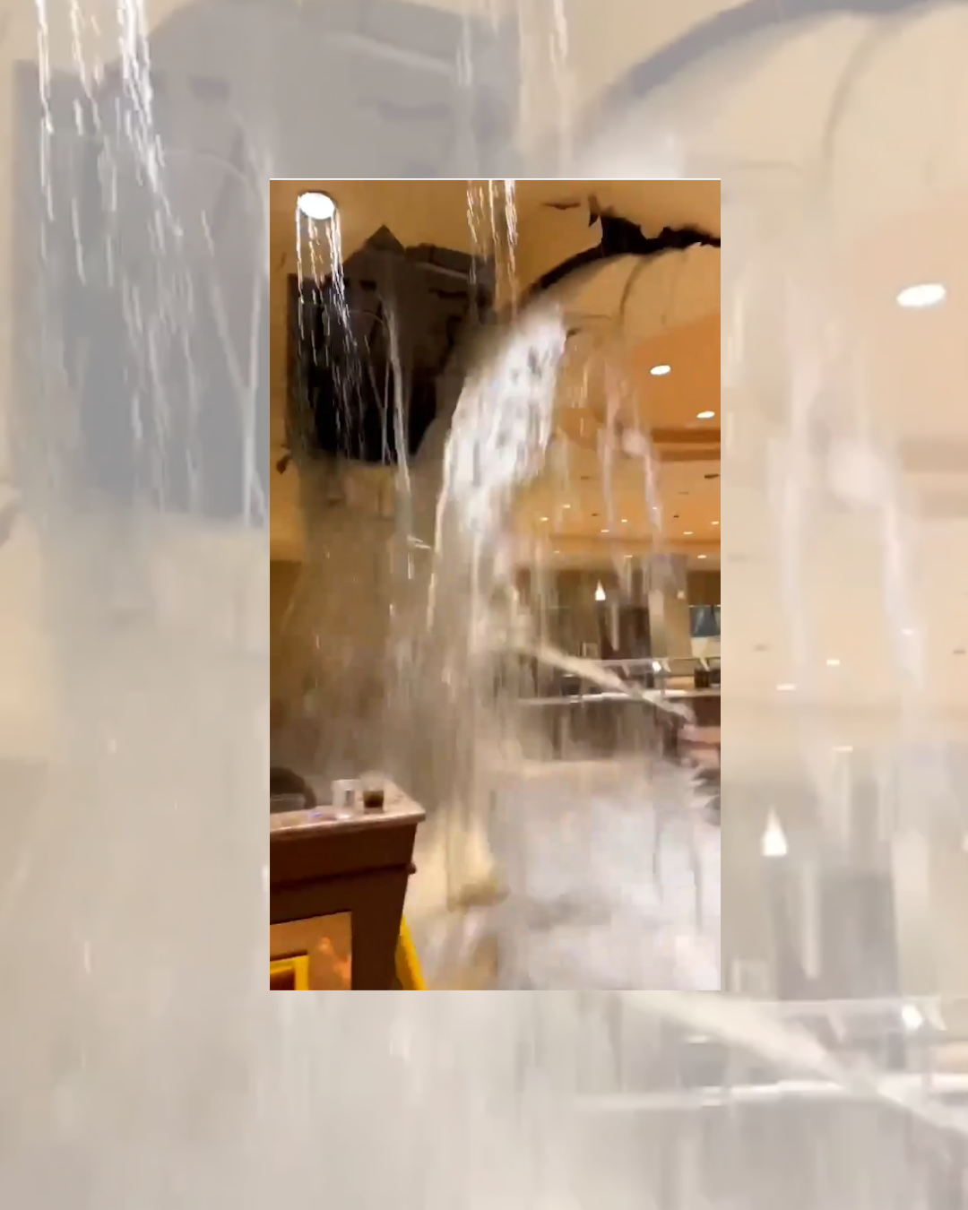 Wild video shows ceiling collapse inside hotel lobby