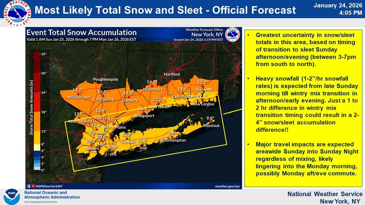 New snowfall map: Over 1 foot of snow now forecast for parts of NY, NJ ...
