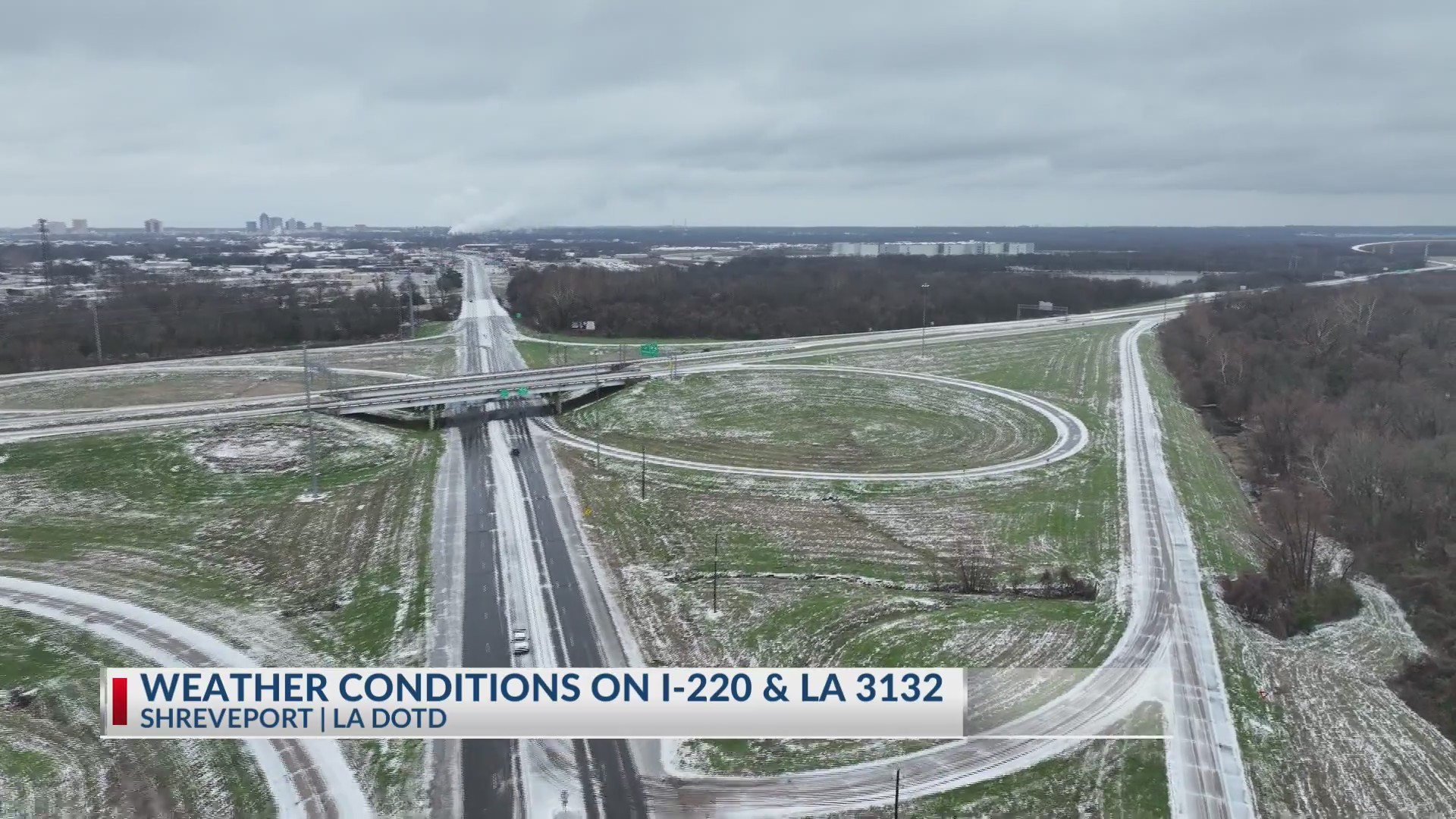 Iced interstates in Shreveport make driving treacherous