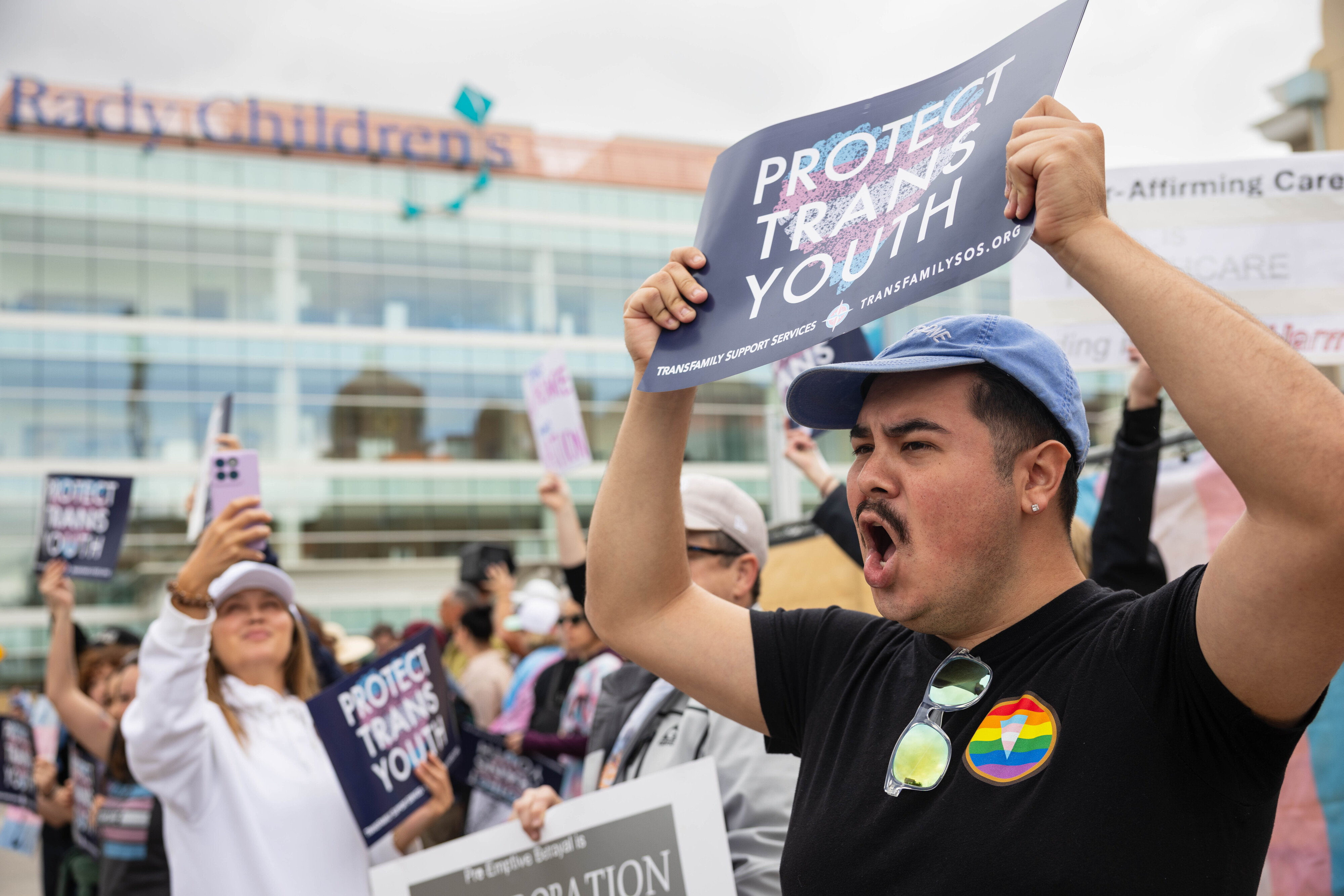 Hundreds protest loss of gender-affirming care at Rady Children’s Hospital