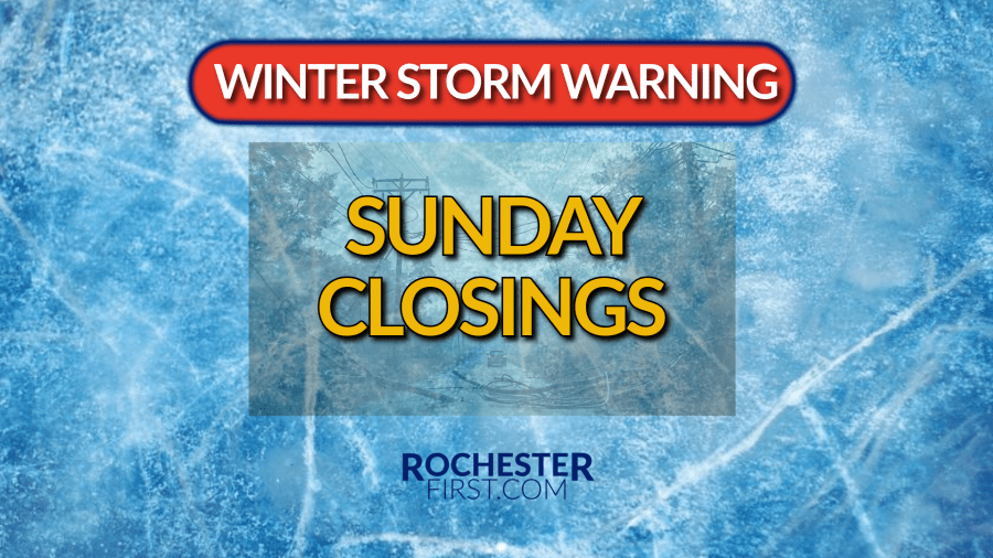 Sunday closings and cancellations for winter storm
