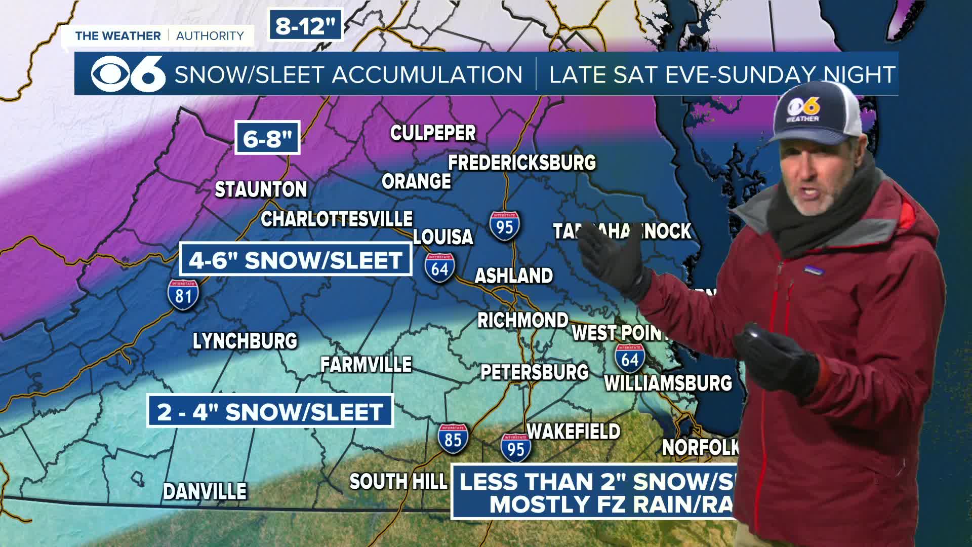 Updated snow, sleet totals for Virginia ice storm (Saturday 6:45 p.m ...