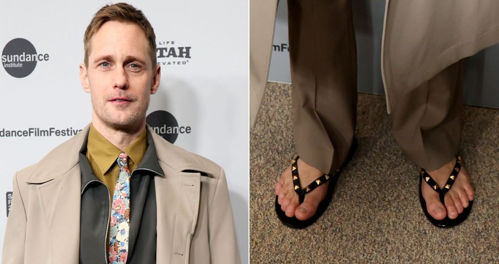 Alexander Skarsgård brings the flip-flop debate to Sundance in ...