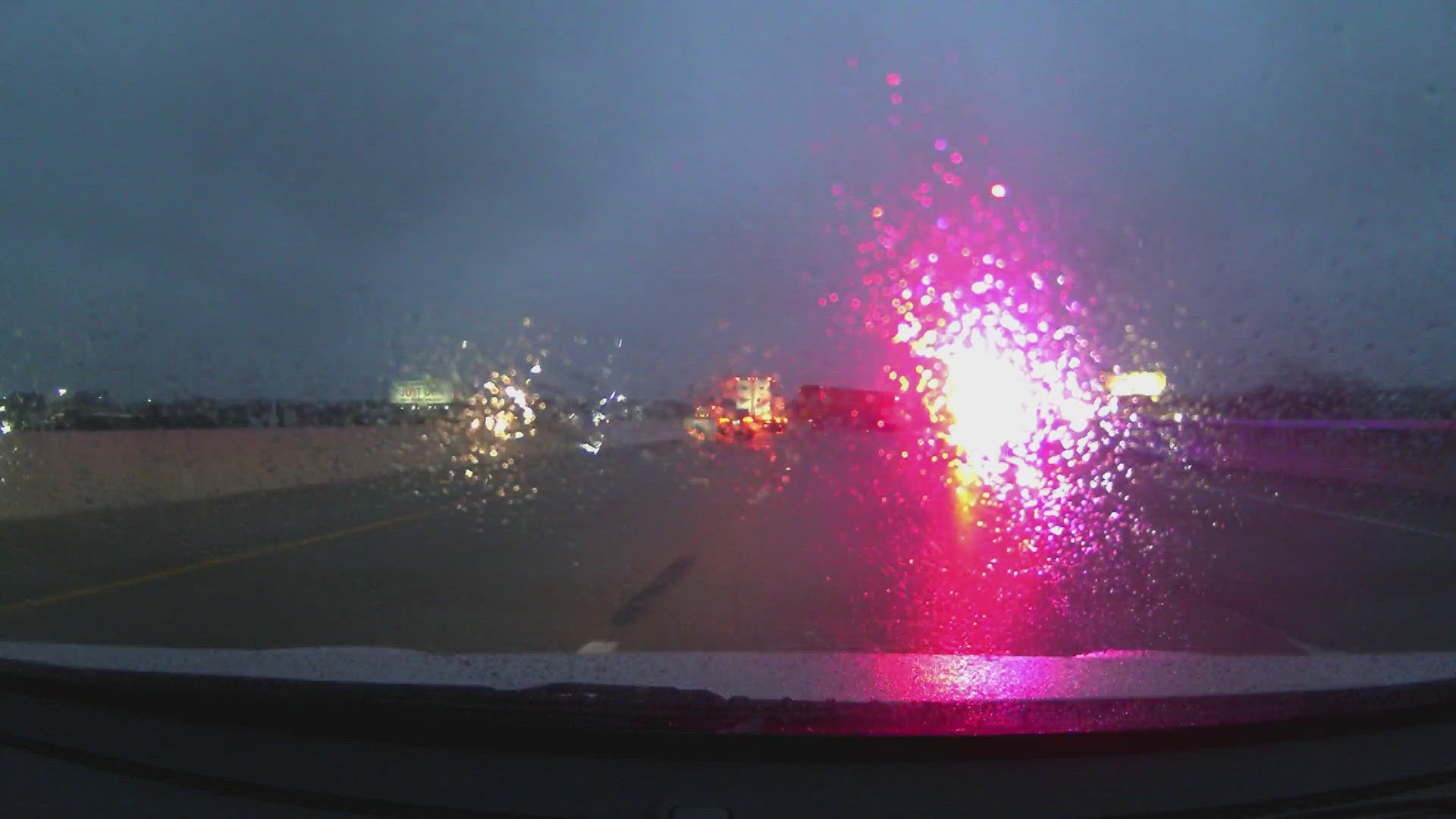 News crew spots jack-knifed 18-wheeler live on air