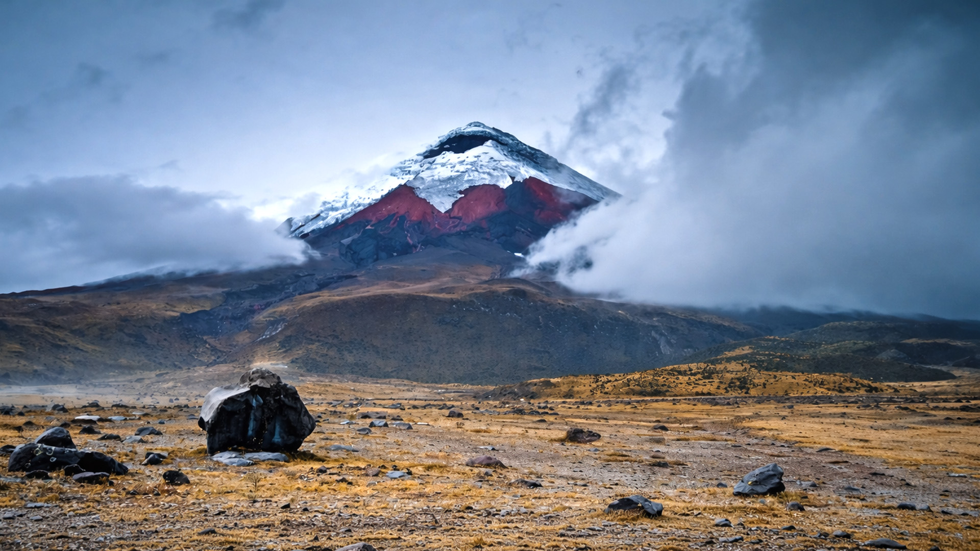 Cotopaxi volcano rising above the Andes