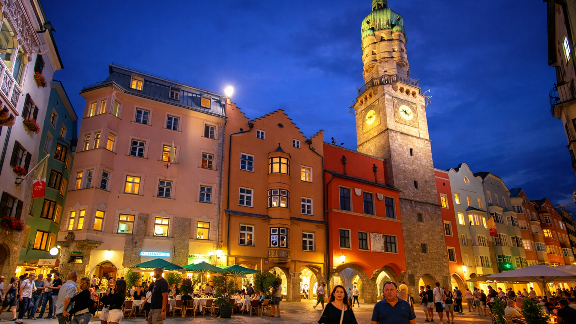Passeggiata serale a Innsbruck: atmosfere tranquille tra le montagne in 4K