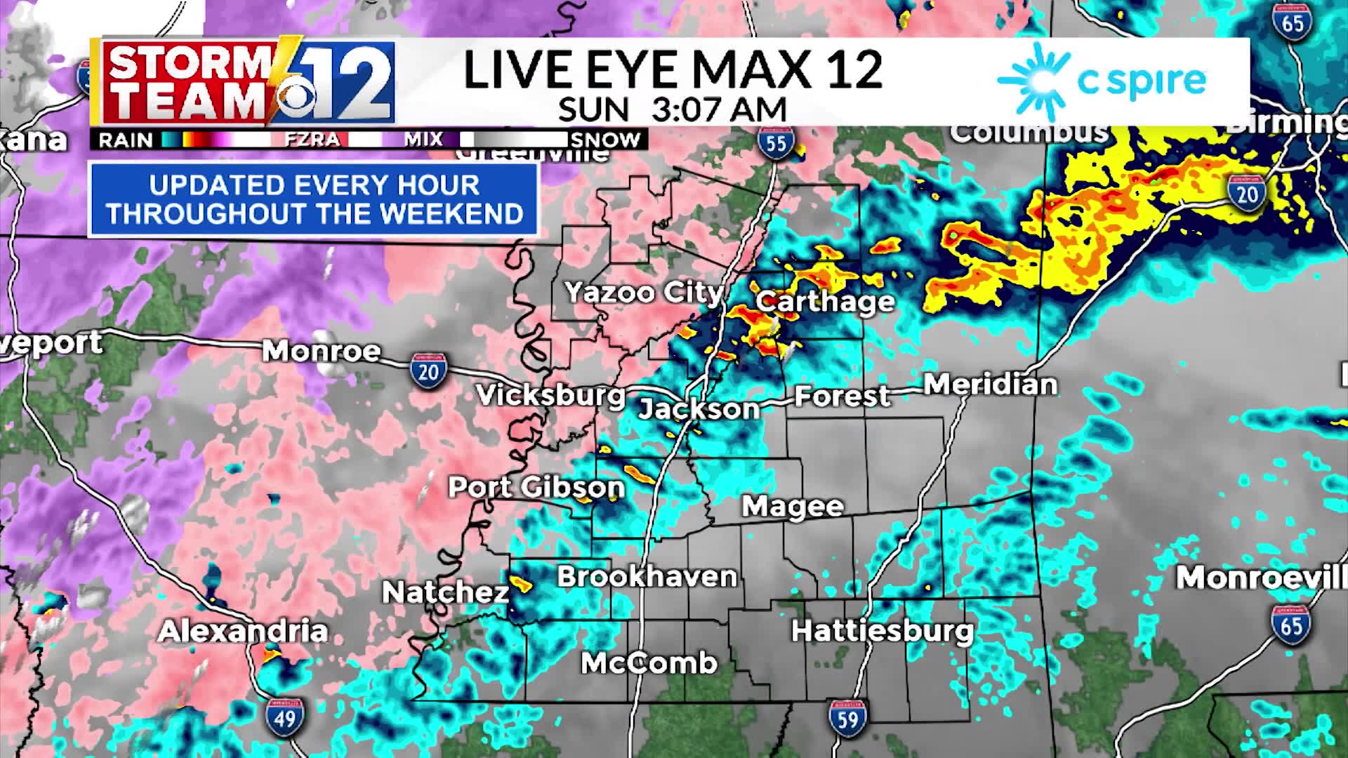 3 AM Sunday radar update