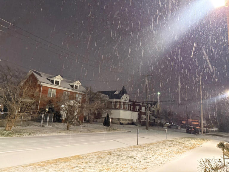 Freezing rain, sleet and snow falling across the region