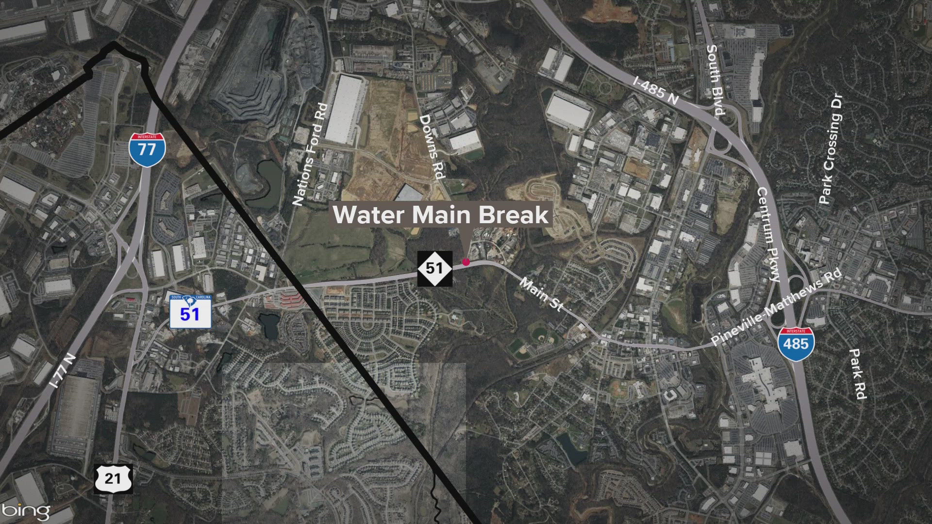 Crews on scene of water line break in Pineville