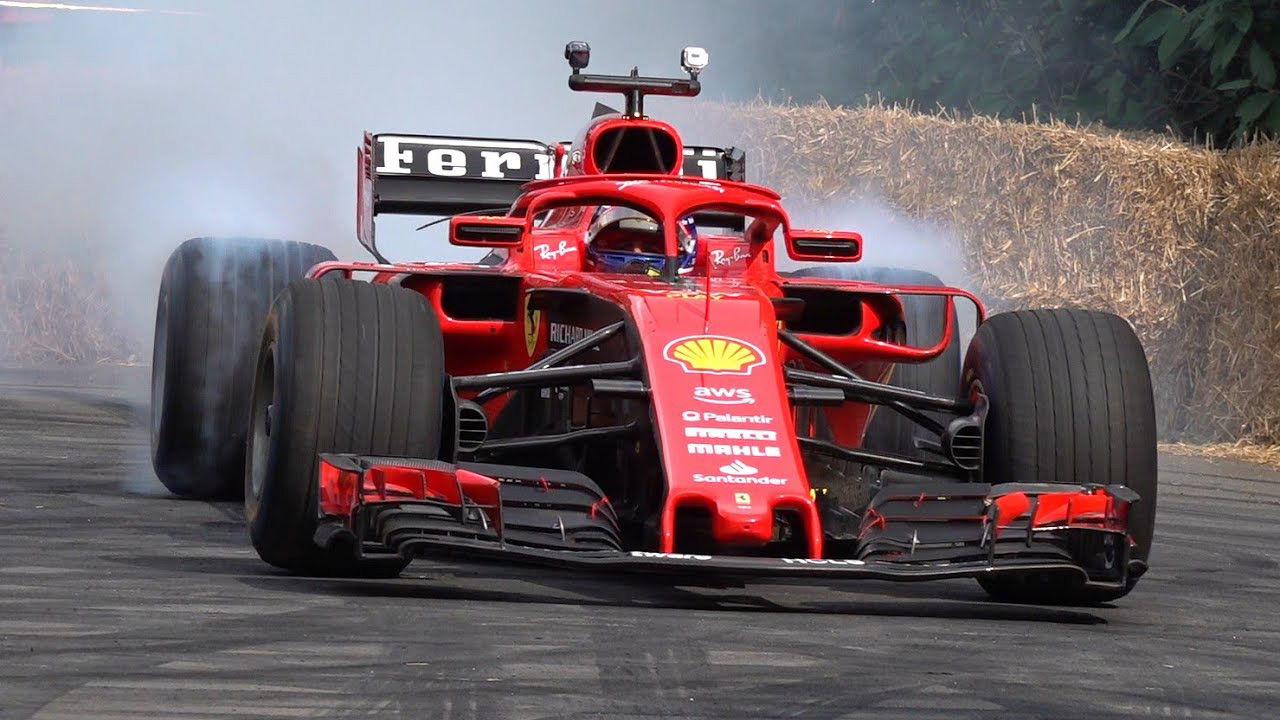 Ferrari SF71H lighting up the track