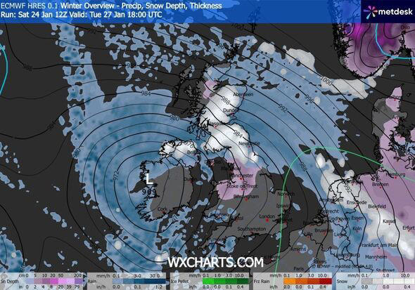 UK snow maps show 459-mile blizzards with 28 regions to be blanketed ...