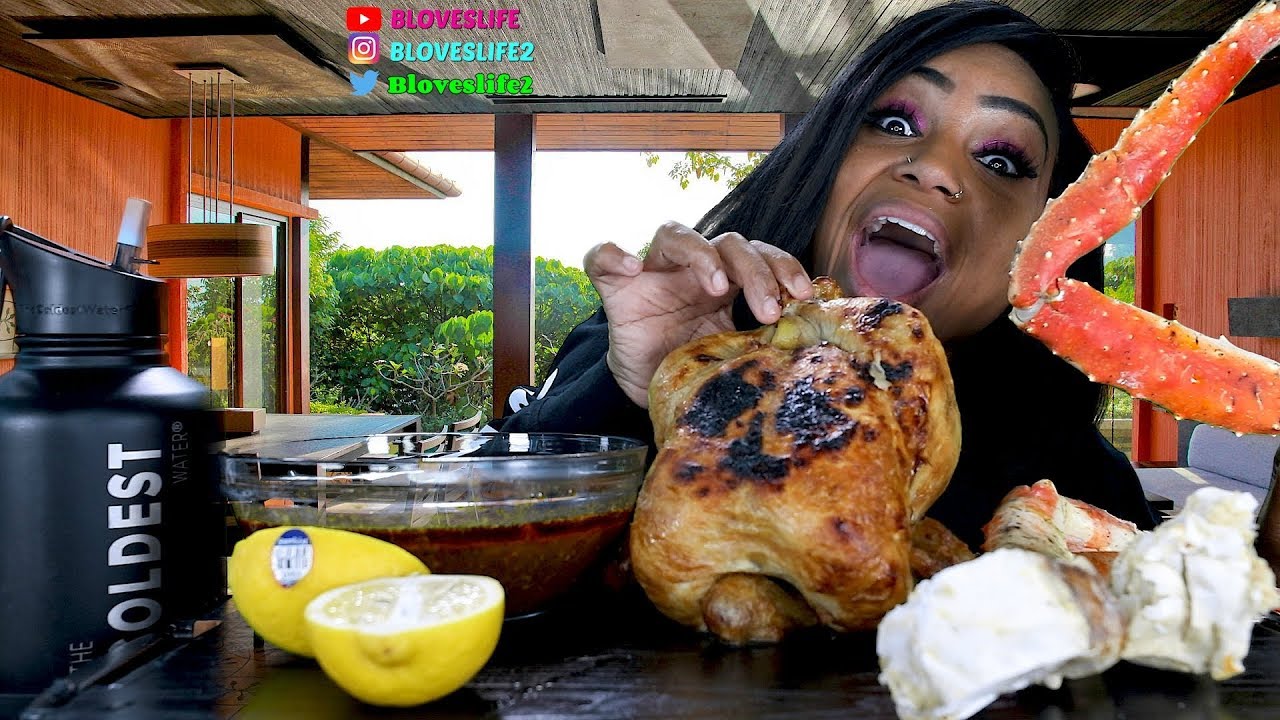 King crab legs and chicken mukbang feast