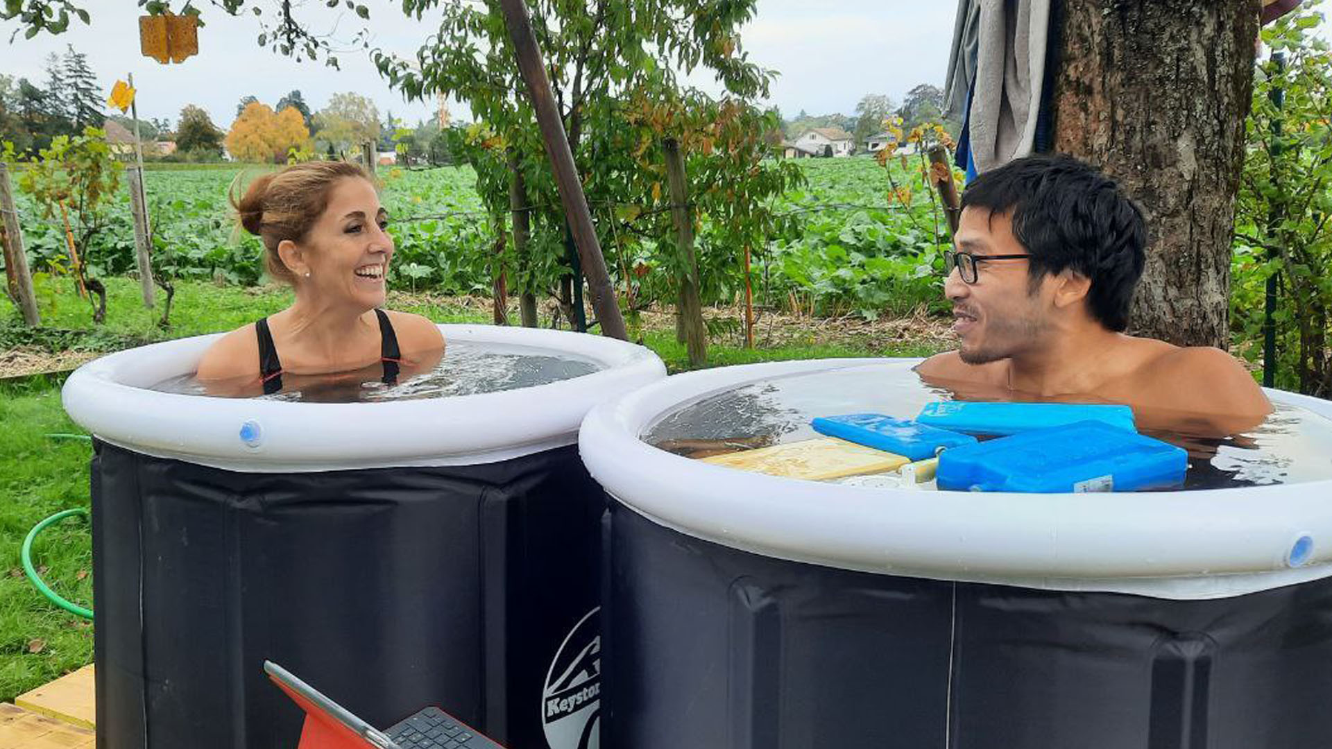 Couple break ice bath interview record in Switzerland