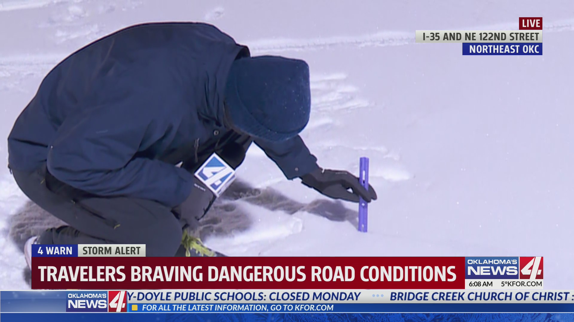 Travelers braving dangerous road conditions during snowstorm