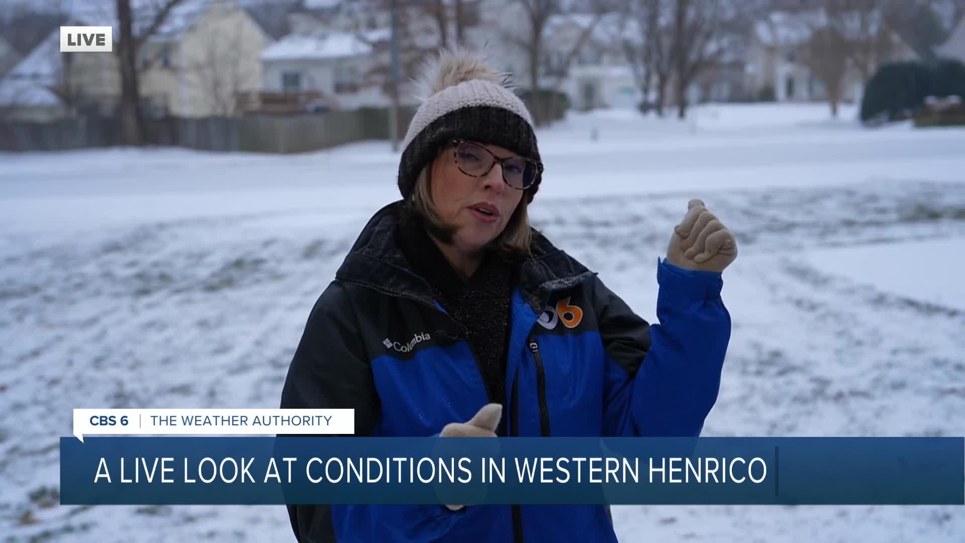 Julie Bragg says sleet has picked back up in Henrico's West End