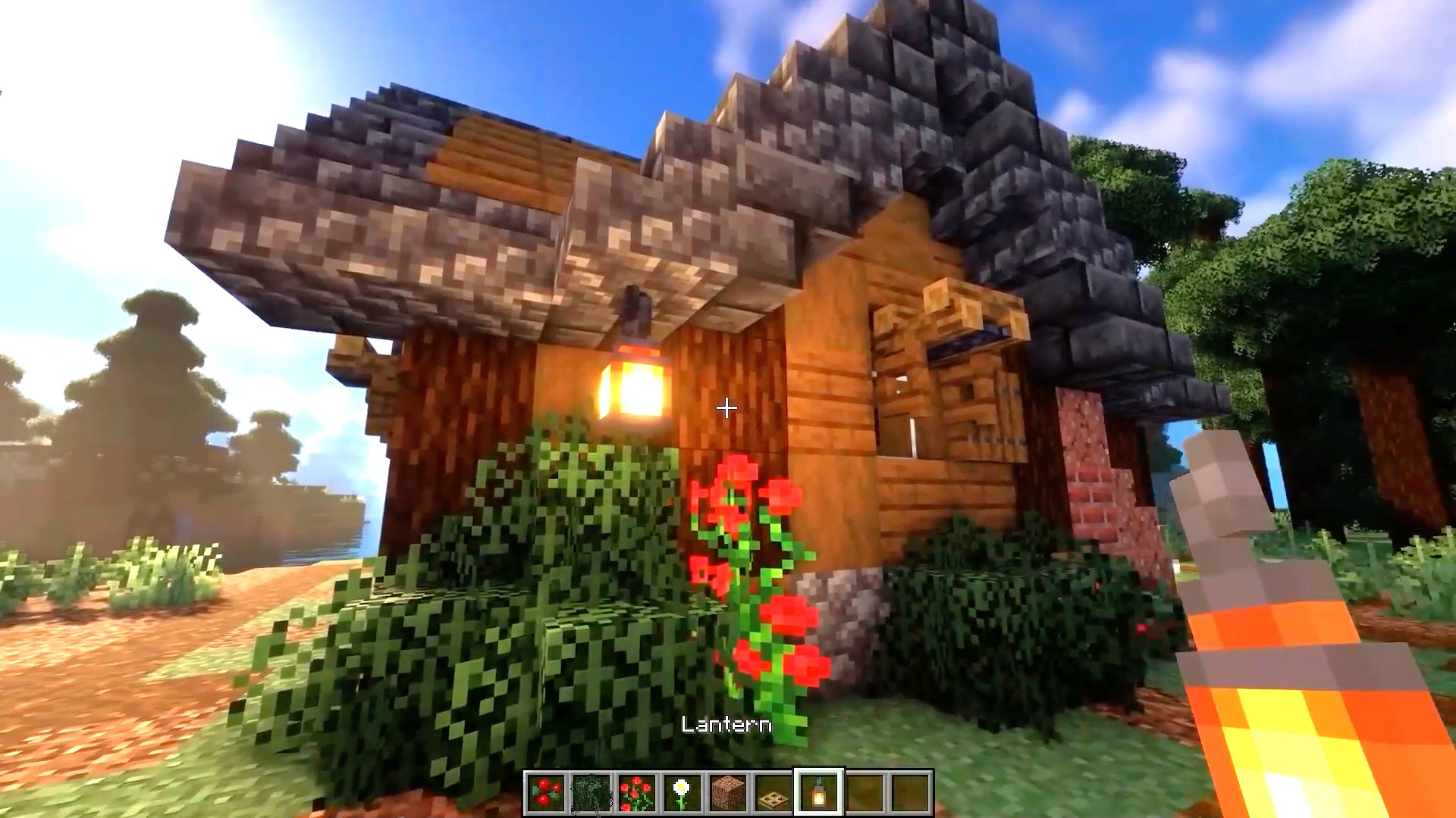 Minecraft starter house using only spruce wood