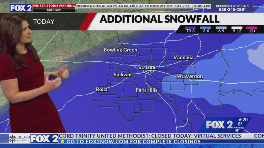 How much more snow will St. Louis get Sunday?
