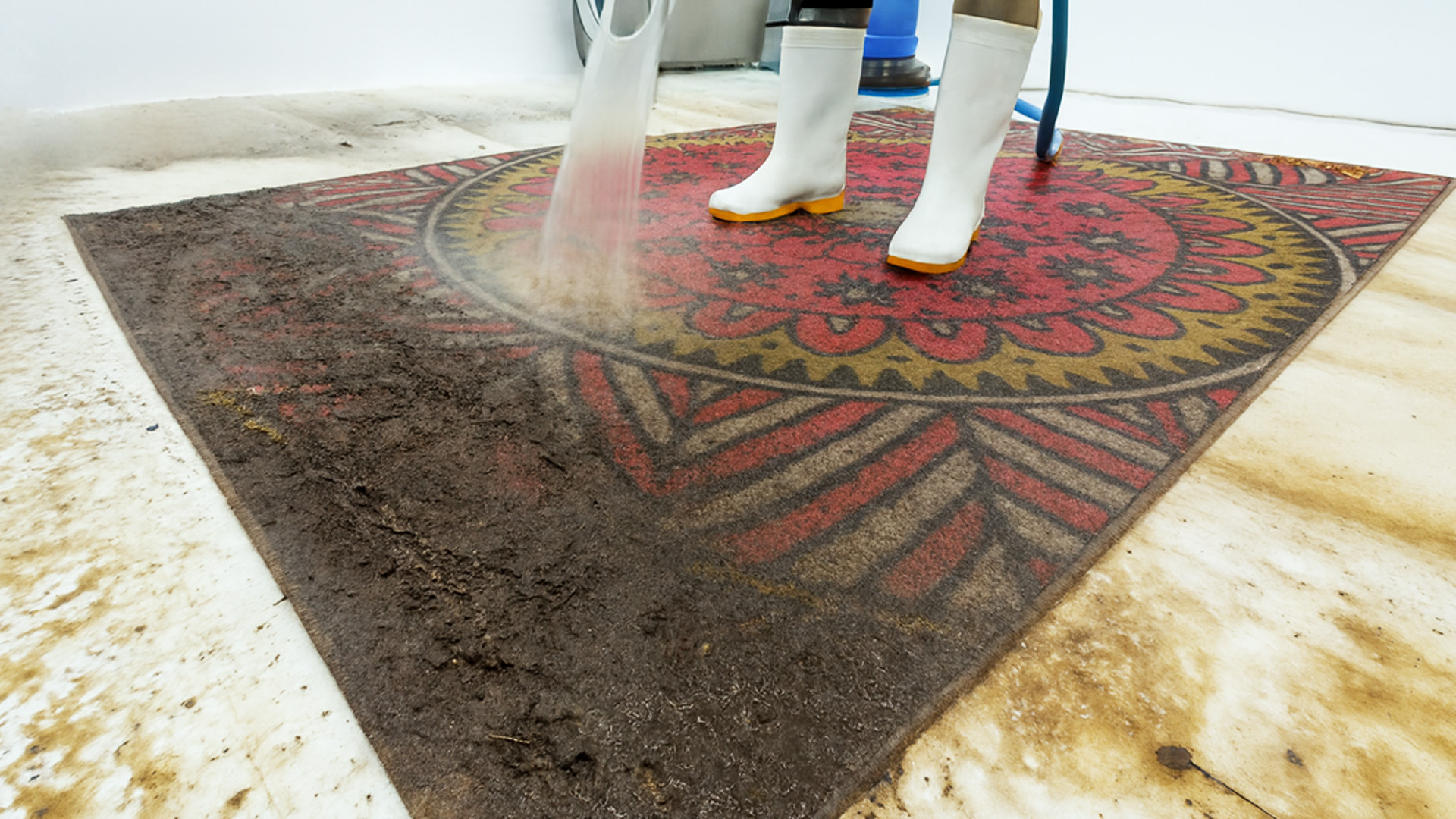Heavy dirt removal on an old rug