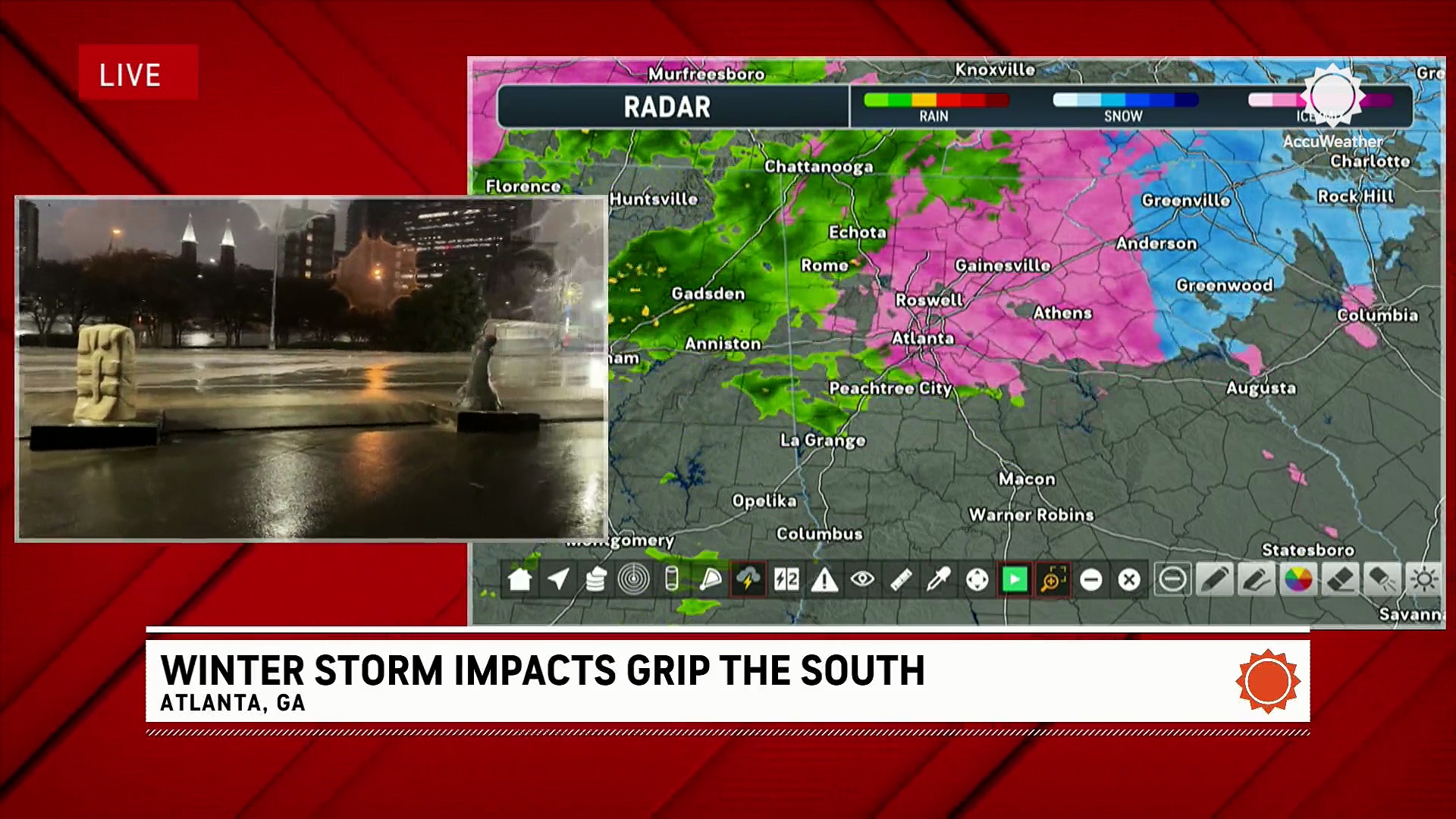 Winter storm grips the south