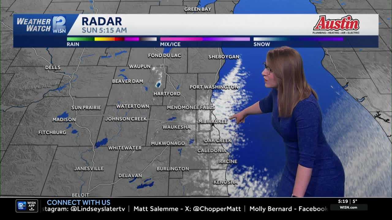 Lake effect snow continues Sunday