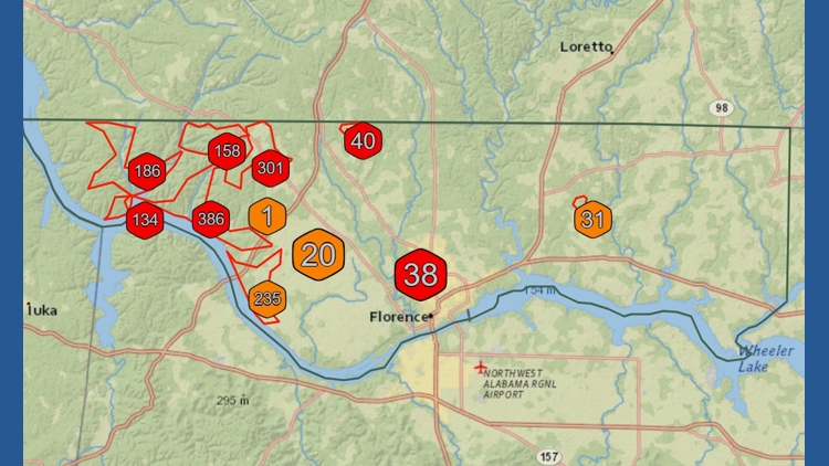 Parts of Florence without power Sunday morning