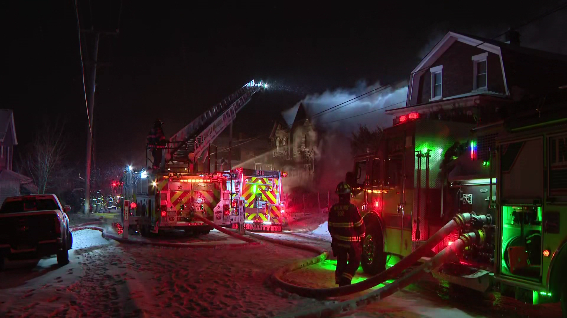 Fire and ice: 2 homes burn amid snowfall in North Versailles