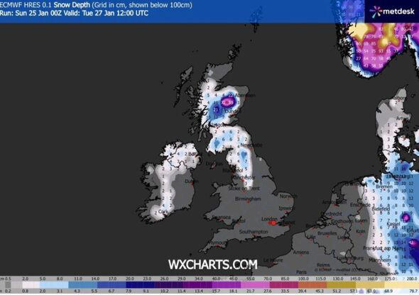 UK snow maps show 459-mile blizzards with 28 regions to be blanketed ...