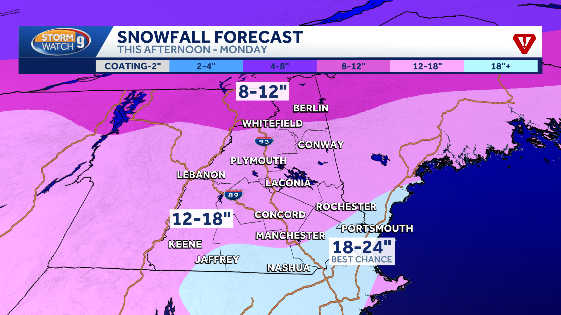 Snow starting to fall as major winter storm moves into New Hampshire