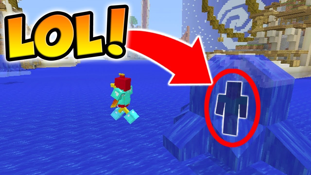 Hiding in a water fountain in Minecraft hide and seek