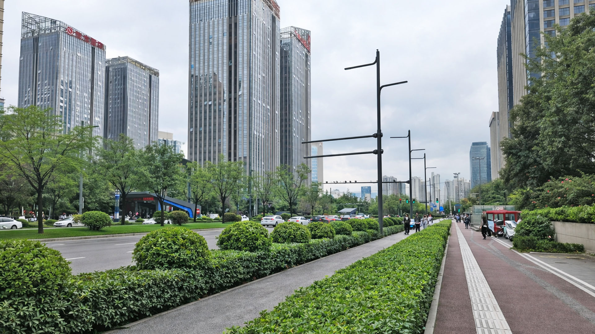 Ruas modernas no centro de Xi’an, China