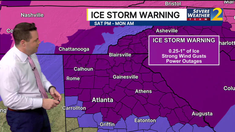 Live updates: Ice across north Georgia; tree falls on occupied car in ...
