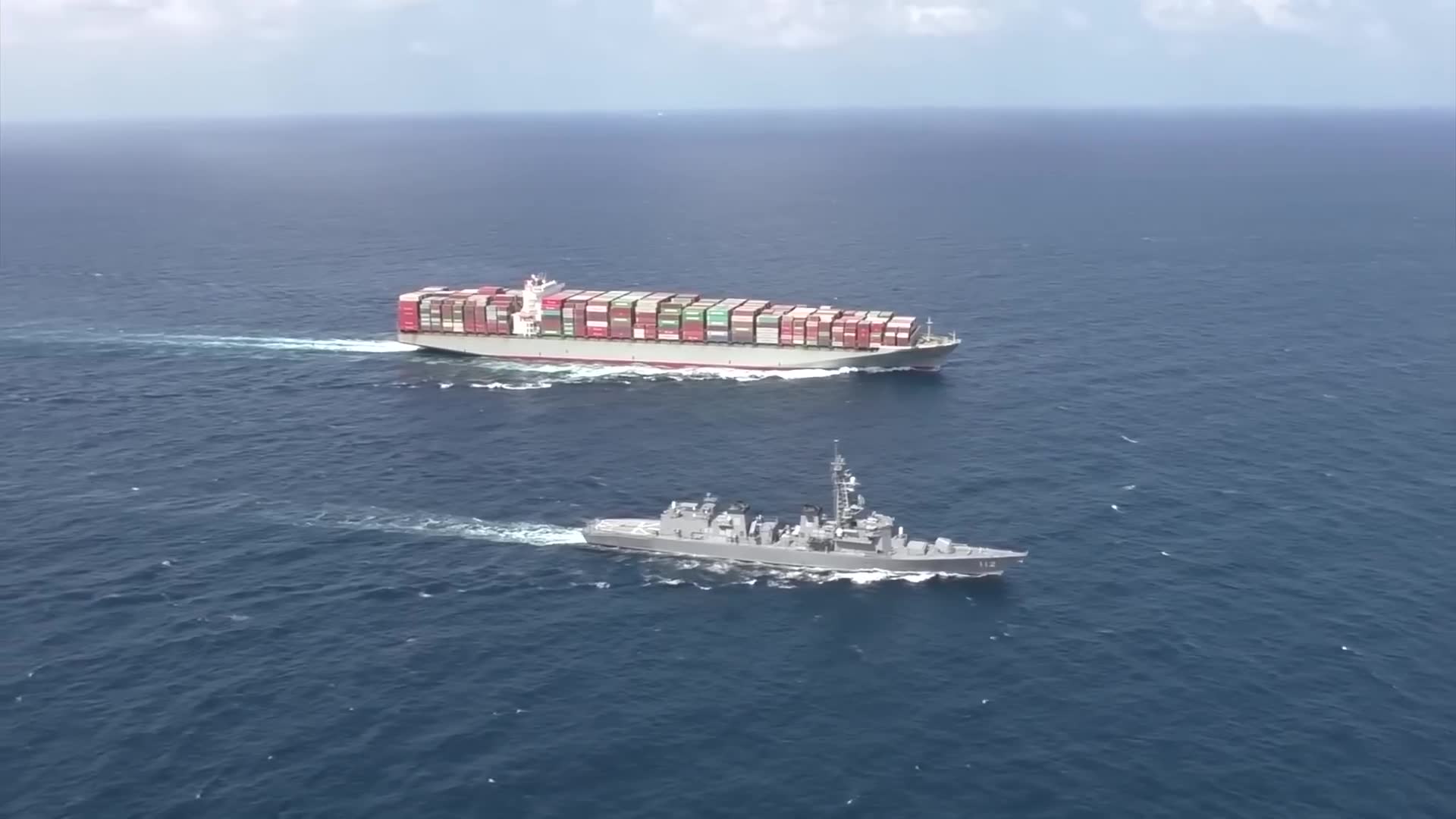 Intelligence vessel tracks military logistics ship