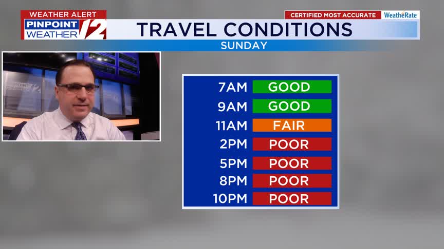 WPRI 12 weather now 1/25/26: Heavy PM snow; poor travel conditions