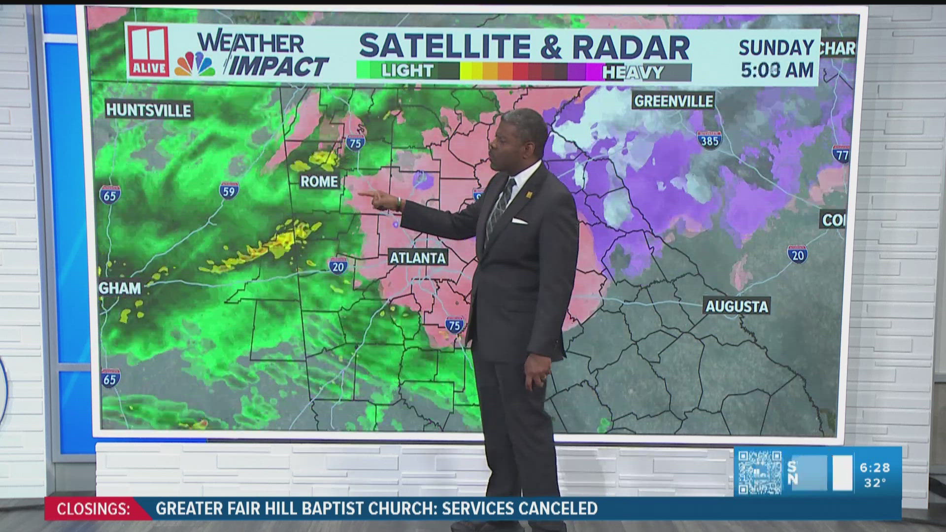 Sunday 6:30am winter storm forecast in Georgia