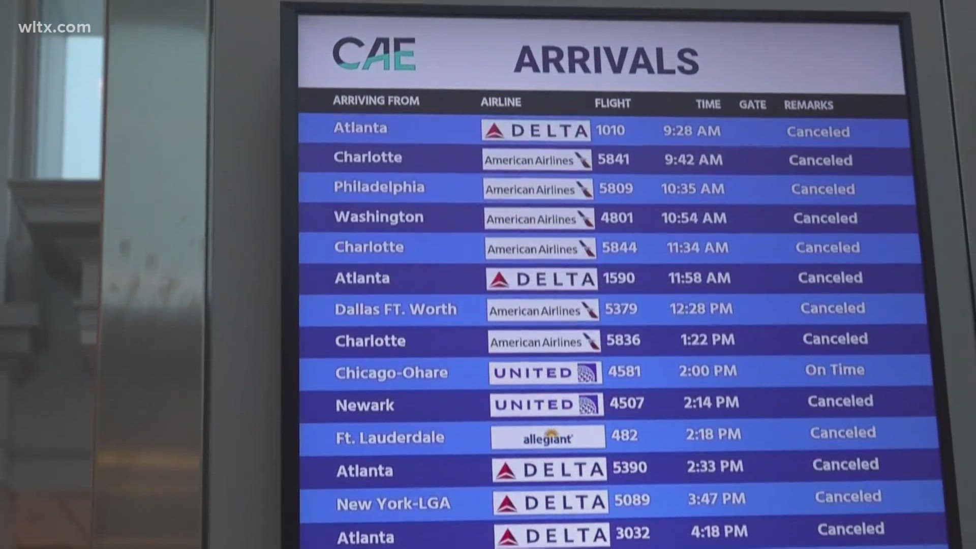 How the winter storm has affected travel at Columbia Metropolitan Airport