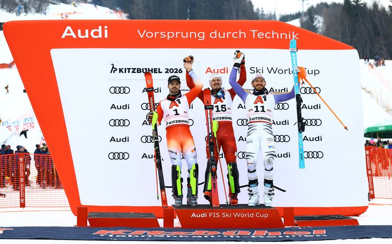 Alpine skiing-Feller a winner on home snow in Kitzbuehel slalom