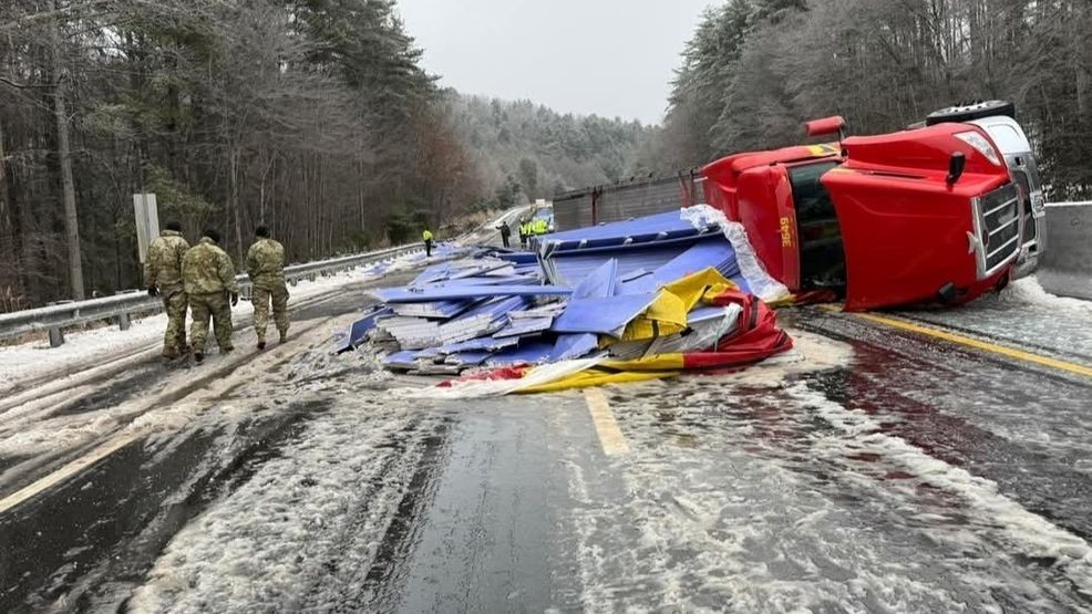 UPDATE: Overturned tractor-trailer shuts down section of Interstate 26 ...